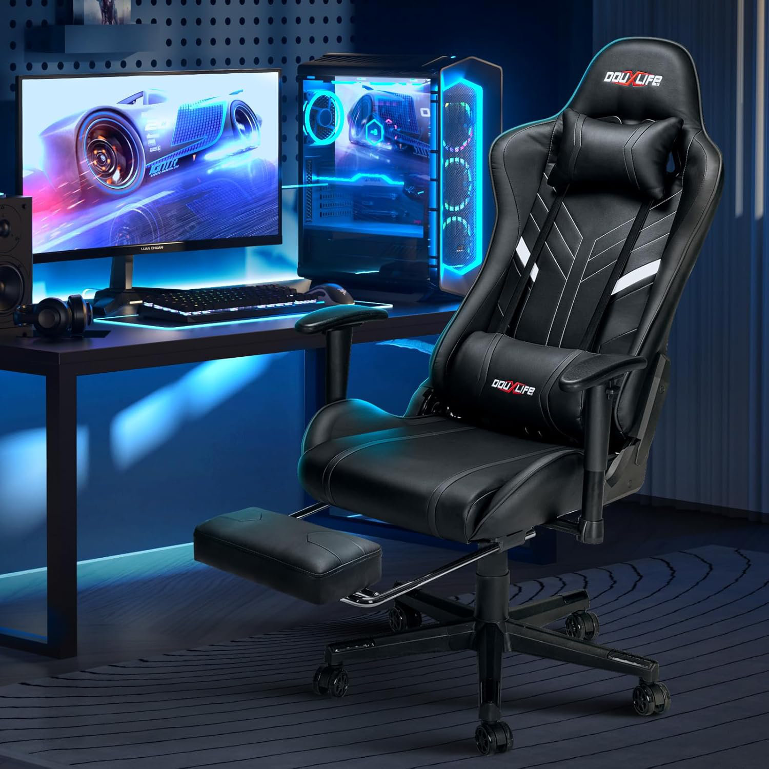 Inbox Zero Massage Gaming Chair, 175? Gaming Recliner With Footrest ...