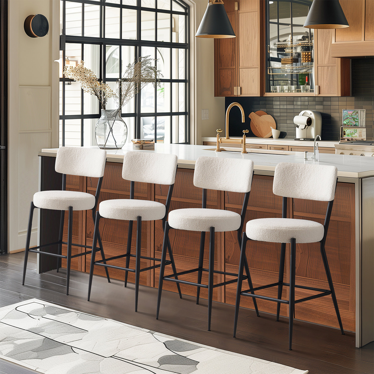 Everly Quinn Upholstered 24" Teddy Counter Stool - Wayfair Canada