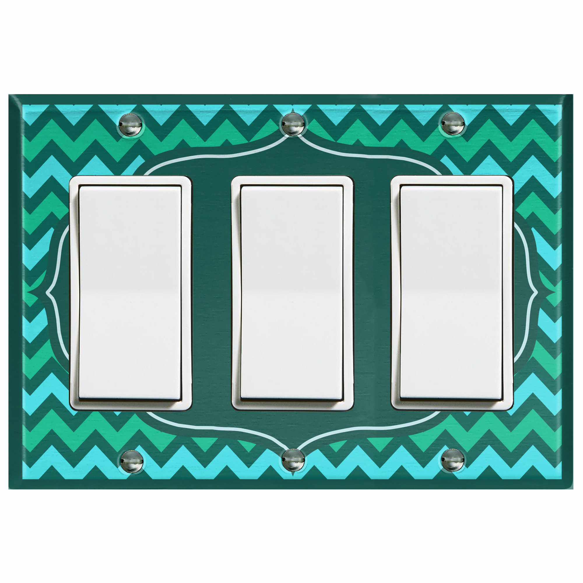 WorldAcc Metal Light Switch Plate Outlet Cover (Sea Green Teal Chevron ...