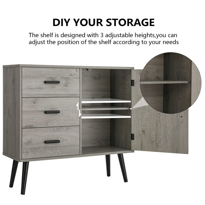 Corrigan Studio® Floor Storage Cabinet with Door & 3 Drawers & Reviews ...