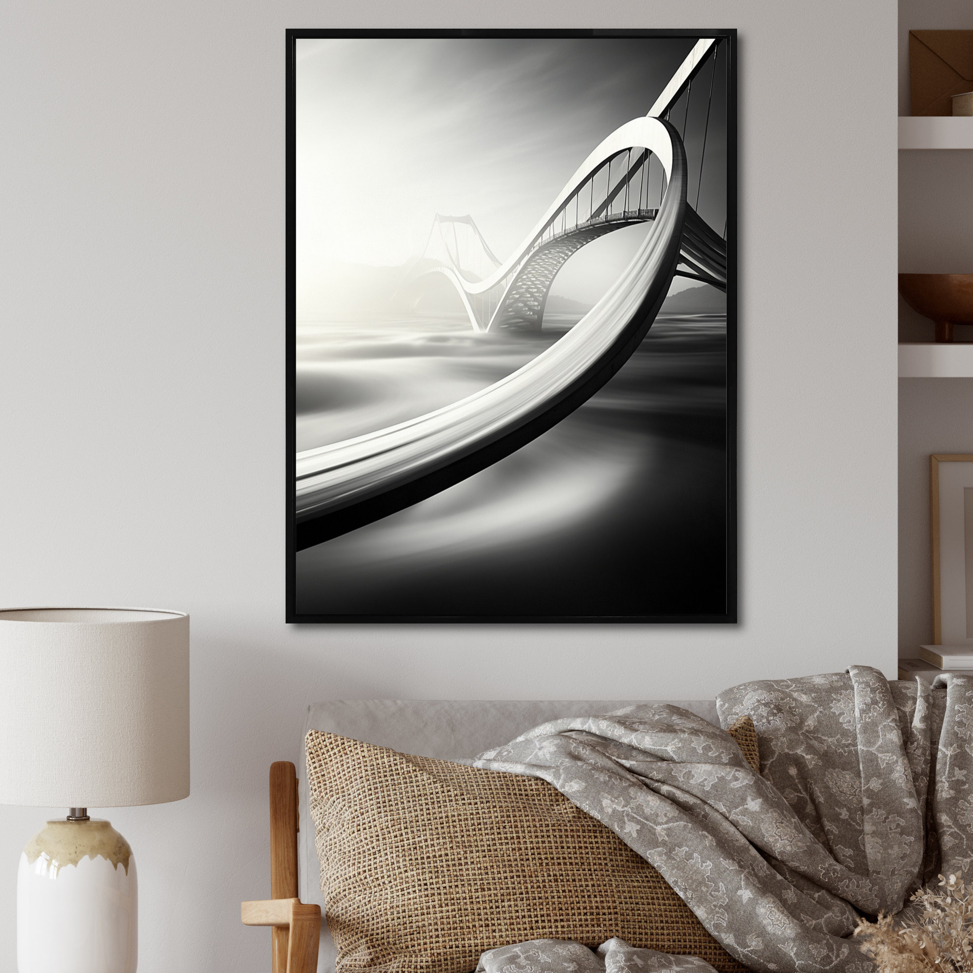 Brayden Studio® Grey Modern Bridge In Motion I - Cityscapes Canvas Wall ...