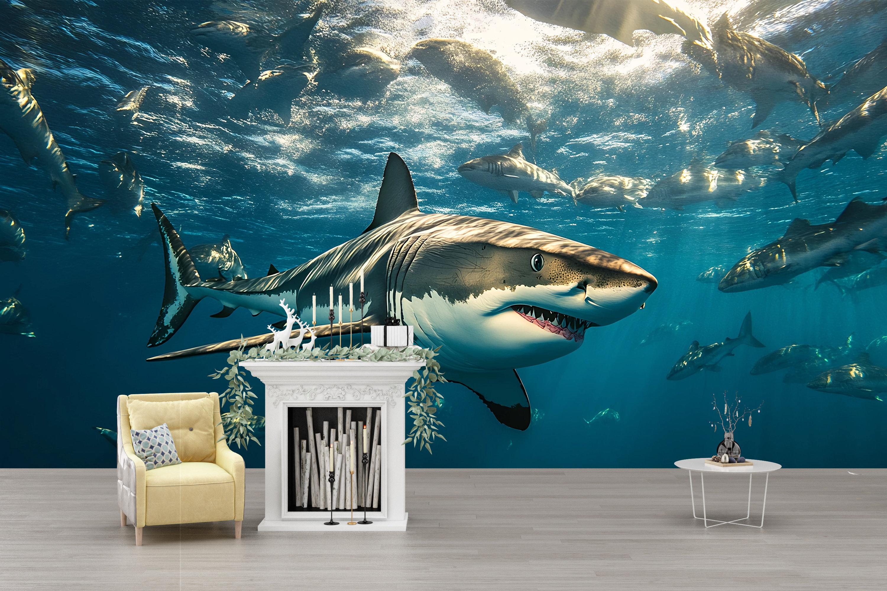 Rosecliff Heights Shark Underwater Adventure Wallpaper – Dynamic And ...