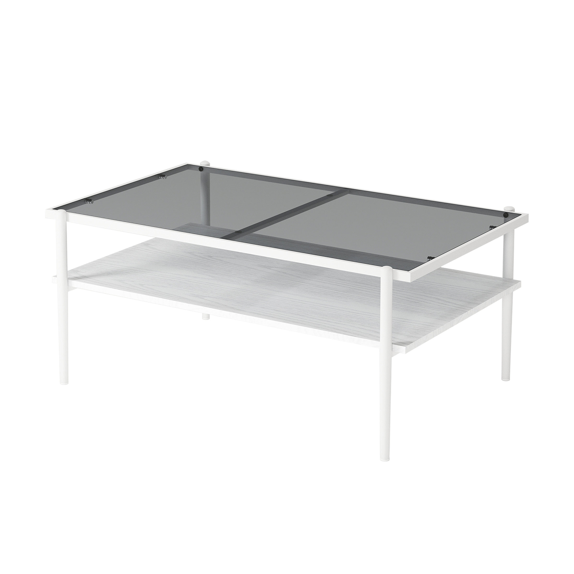 Mercer41 Gray Tempered Glass Top Rectangle Coffee Table With Legs ...