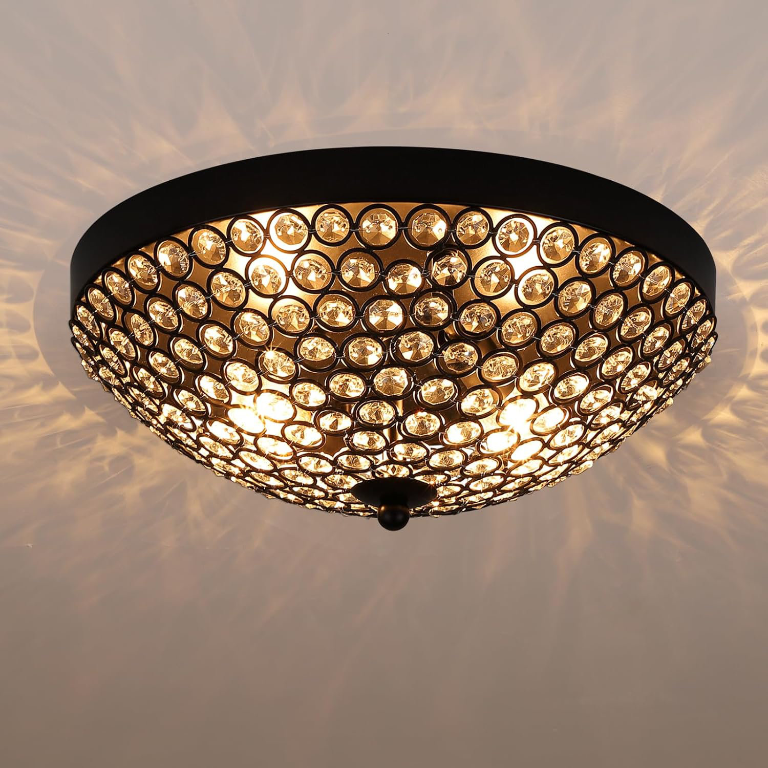 House of Hampton® Flush Mount Crystal Ceiling Light Fixture With ...