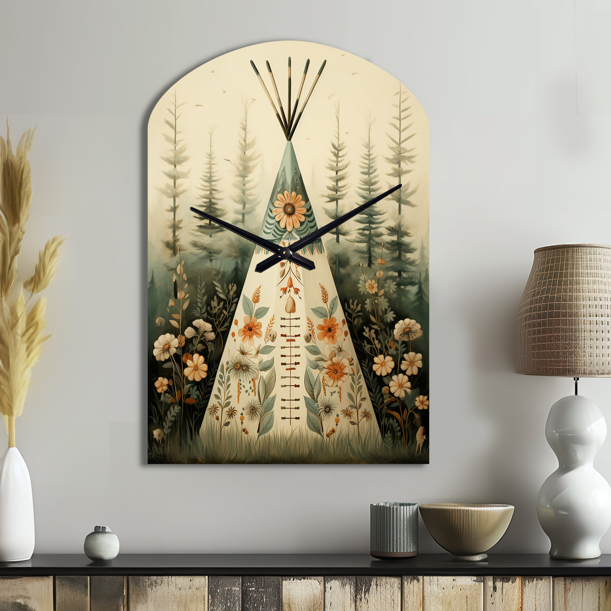 Design Art Beige Native Tipi Serenity In Nature - Arch Shape Beige Wall ...