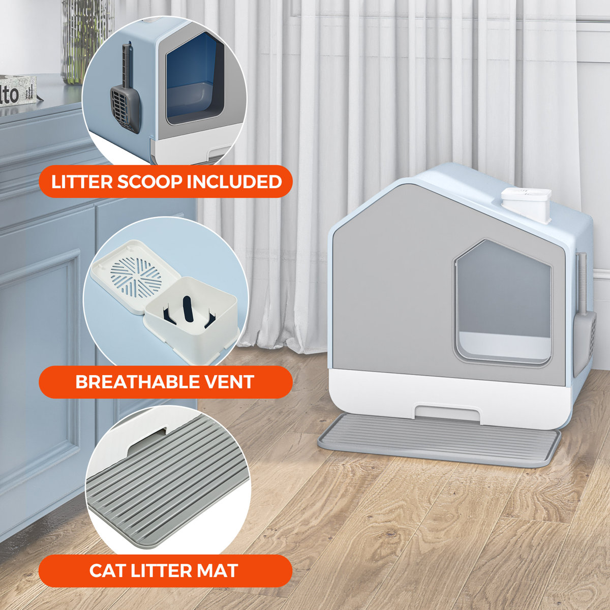 Tucker Murphy Pet™ Large House Design Enclosed Cat Litter Box | Wayfair