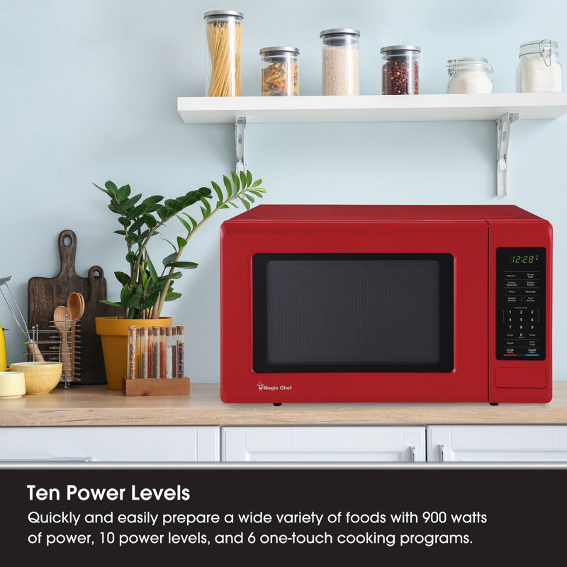 Magic Chef 0.9 Cubic Feet 900 Watt Stainless Countertop Microwave Oven ...