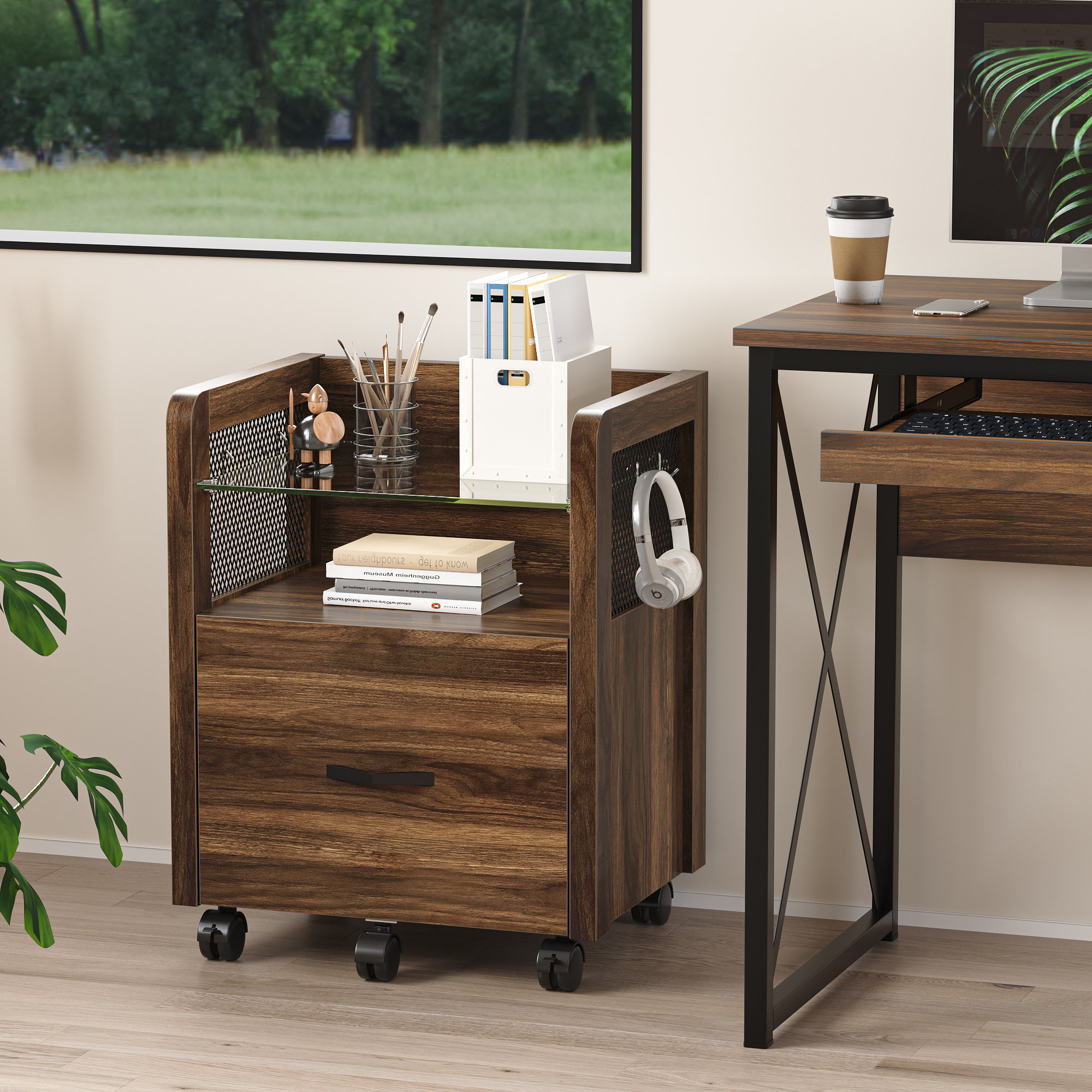 Trent Austin Design® Puga Vertical Mobile File Cabinet with Drawer and ...