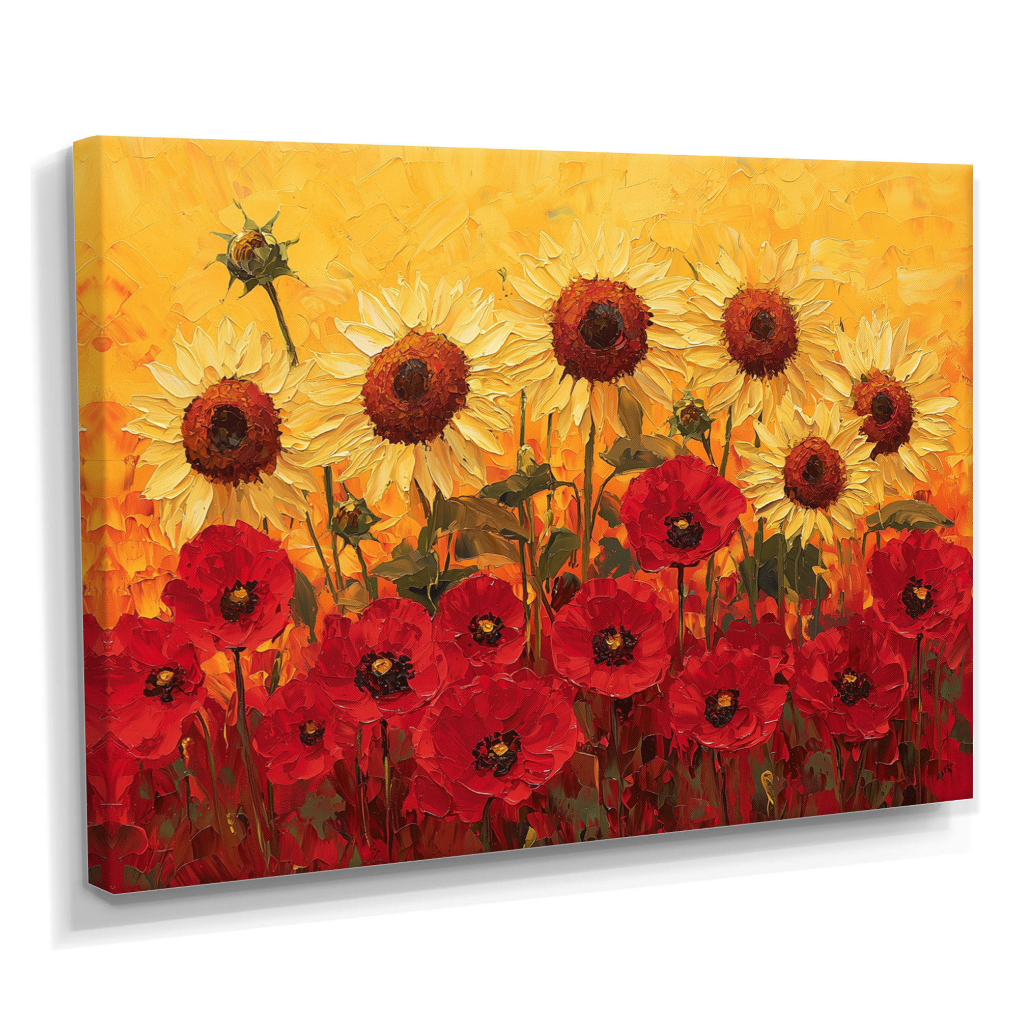 August Grove® Domian Sunflowers In The Poppy Field II - Sunflowers Wall ...