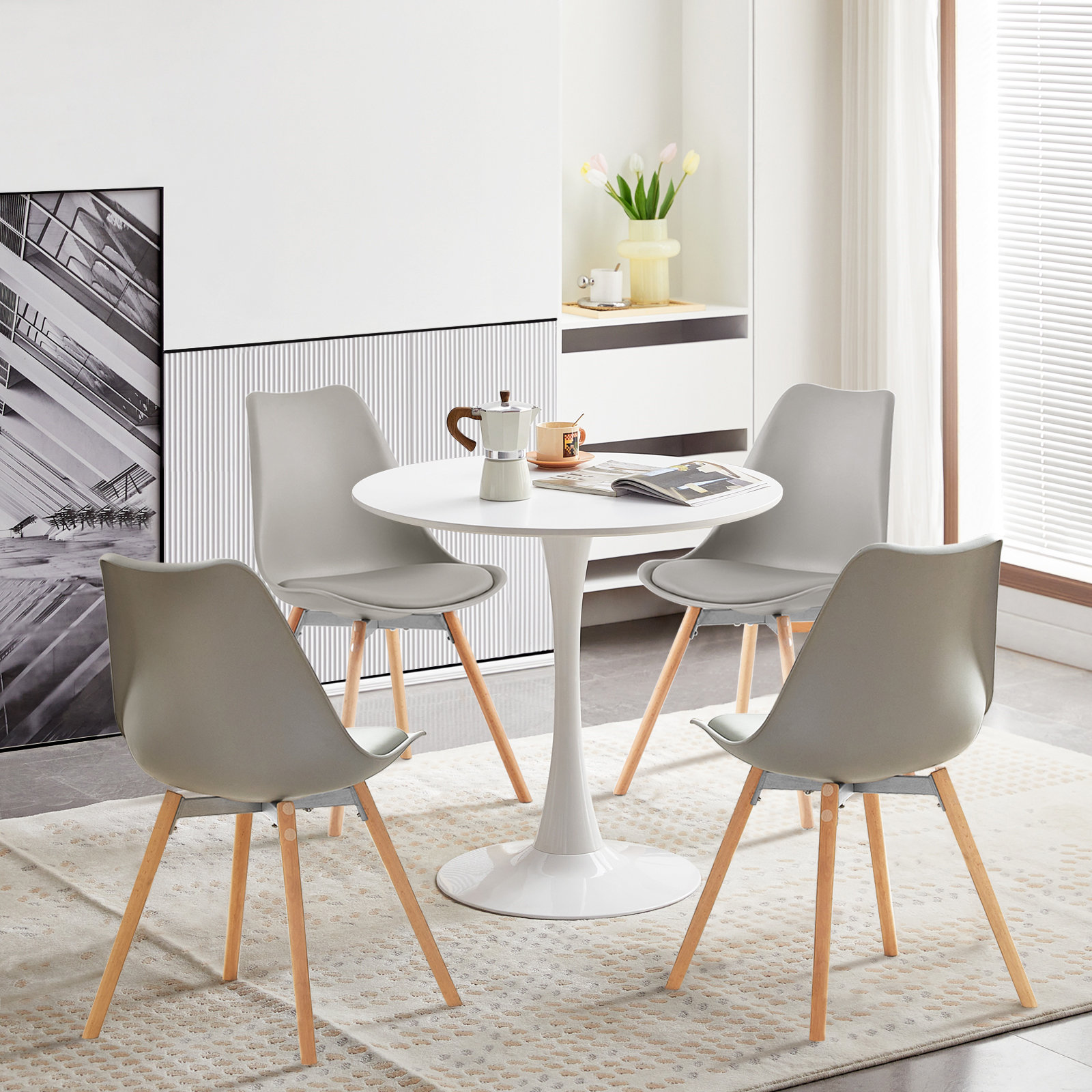 George Oliver 4-Person Dining Room Set With 1 Round Dining Table And 4 ...