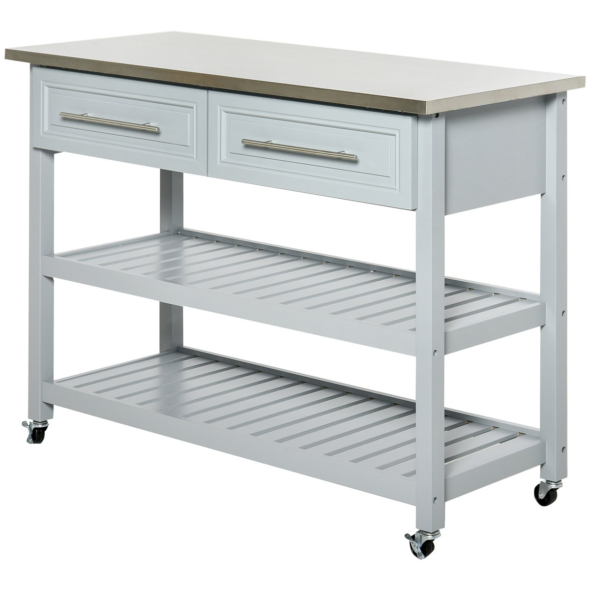 Red Barrel Studio® Kitchen Island With Stainless Steel Top Traditional ...