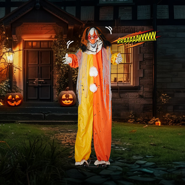The Holiday Aisle® 8.2Ft Super Tall Talking Halloween Animatronic Clown ...