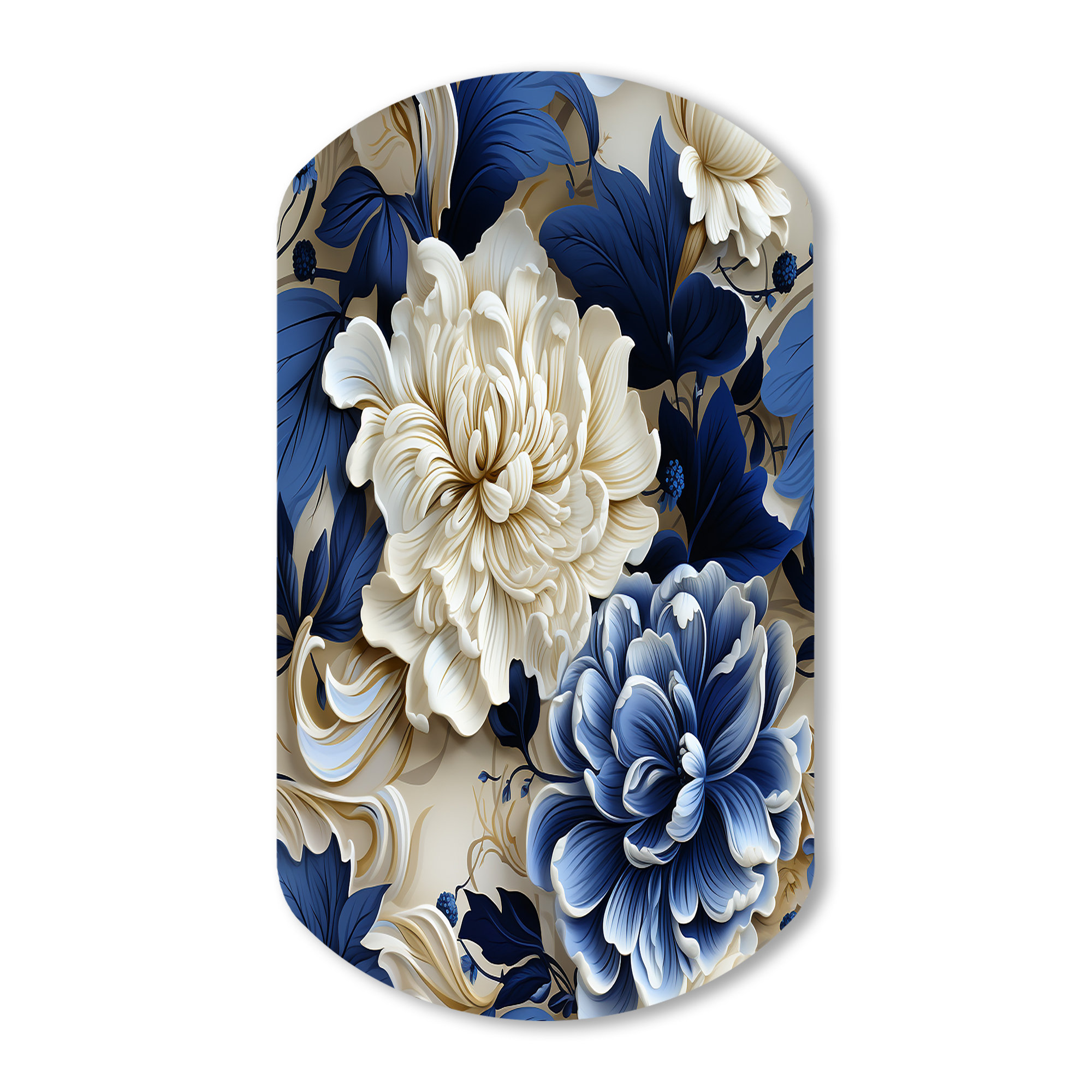 Design Art Victorian Cobalt Blue Foliage Victorian Pattern - Floral ...