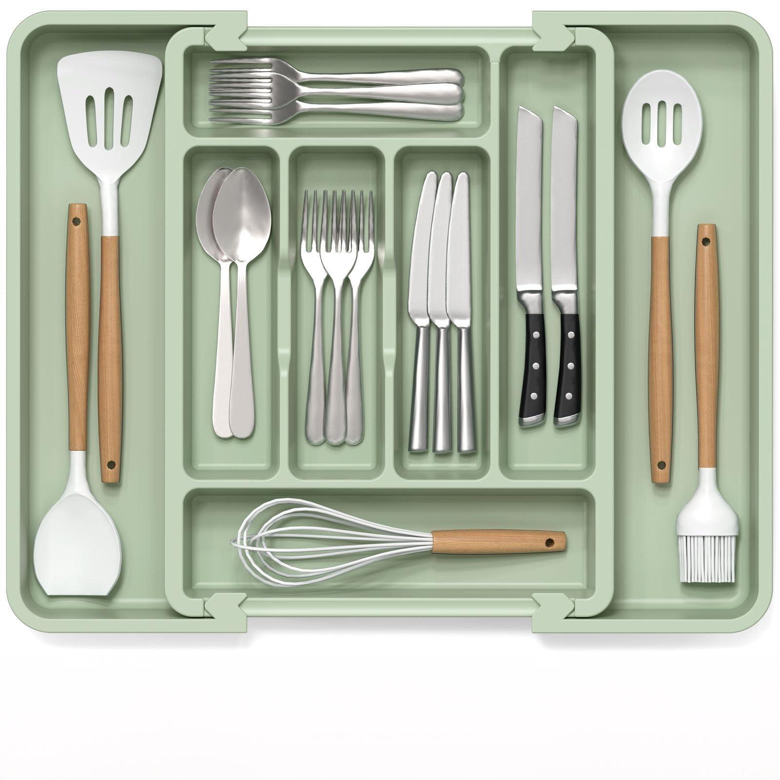 Prep & Savour Large Silverware Organizer For Kitchen Drawer & Utensils ...