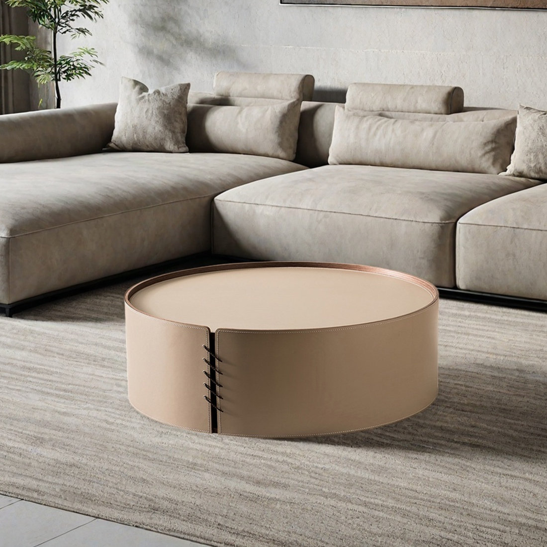 Hokku Designs Wood Coffee Table with Saddle Leather - Wayfair Canada