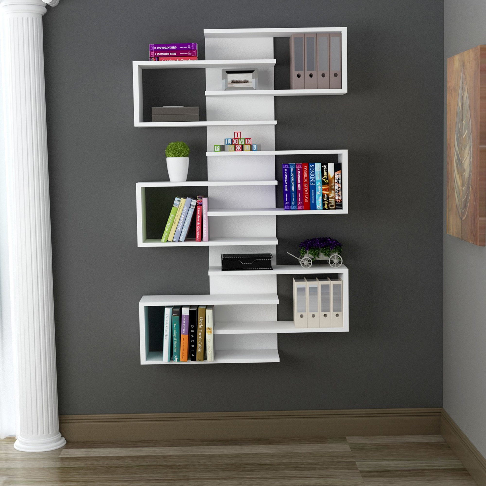East Urban Home Lizabeth 63.5" H x 29.53" W Floating Bookcase & Reviews ...