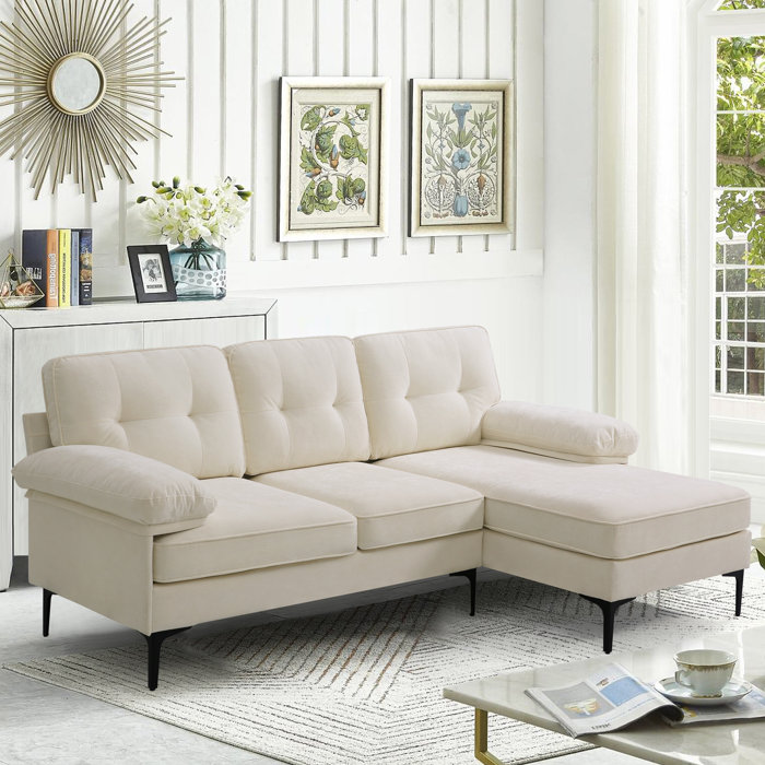 Mercer41 Tylisha 82.7" Tufted Sectional Sofa Solid Wood Frame Maximum ...