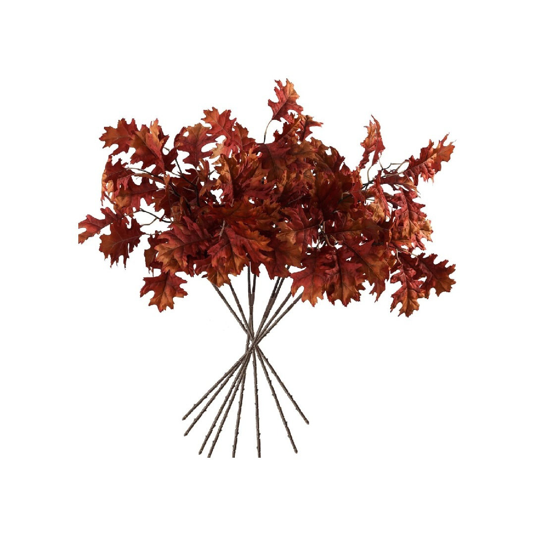 One Allium Way® Artificial Fall Oak Tree Leaves Stems 8 PCS, For ...