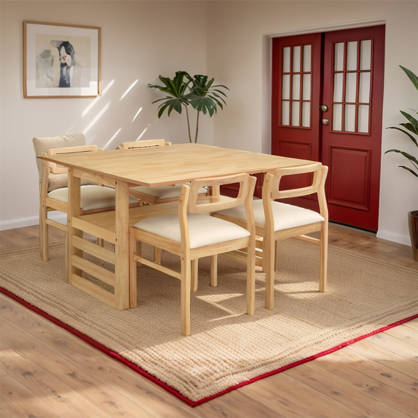 Lark Manor™ 5-Piece Extendable Square Dining Table Set With Drop Leaves ...