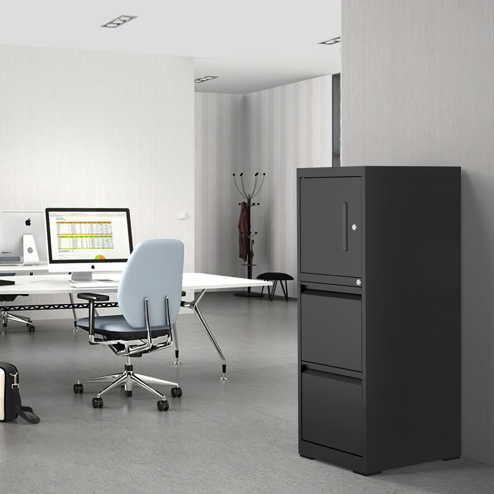 Inbox Zero Moneer File Cabinet with 2 Drawers and 1 Door for Home ...