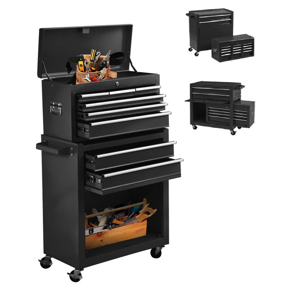 Odaof 8-Drawer Tool Box with Wheels, Rolling Tool Chest with Drawers ...
