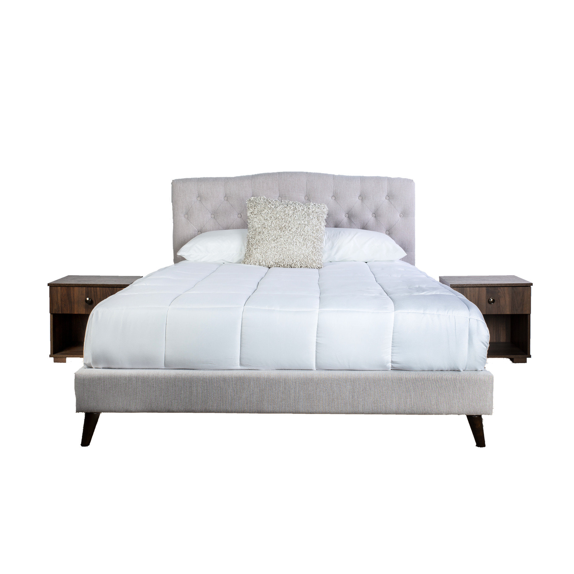 Corrigan Studio® Queen Upholstered Bed Including 2 Nightstands, Stone ...