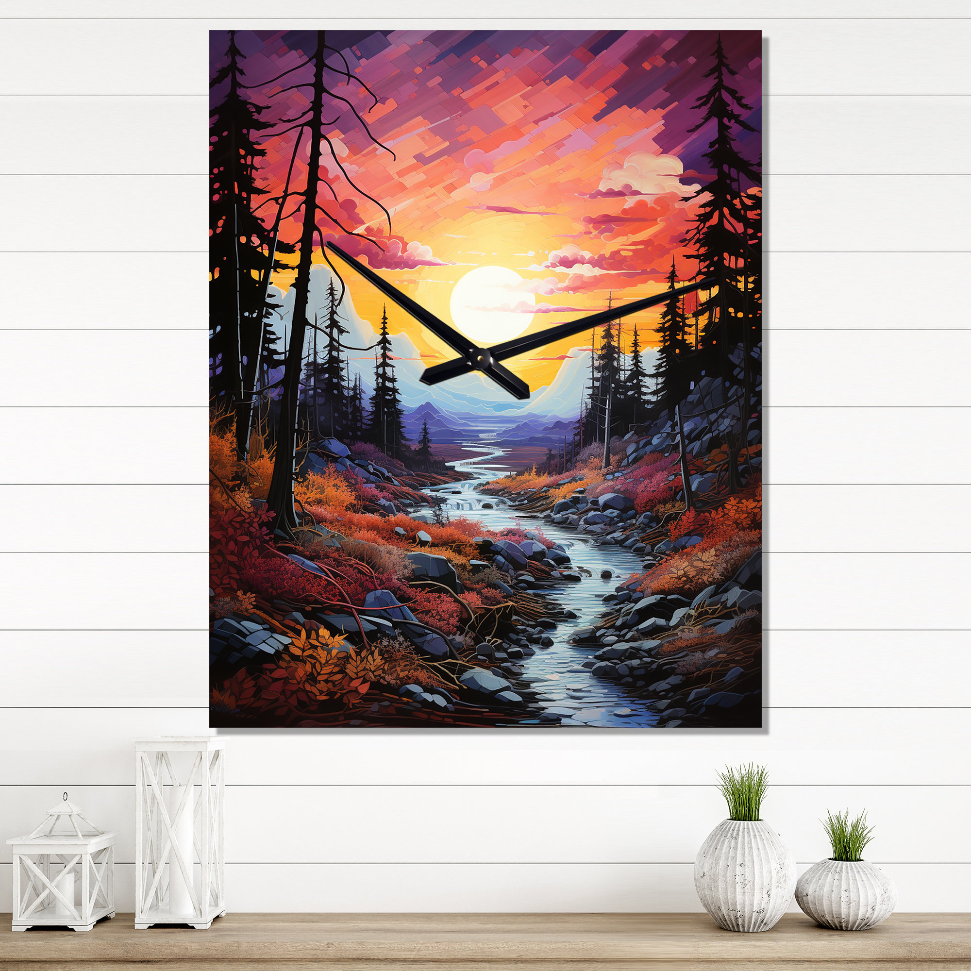 Design Art Aurora Borealis Aurora Spectacle I - Floral Wall Clock | Wayfair