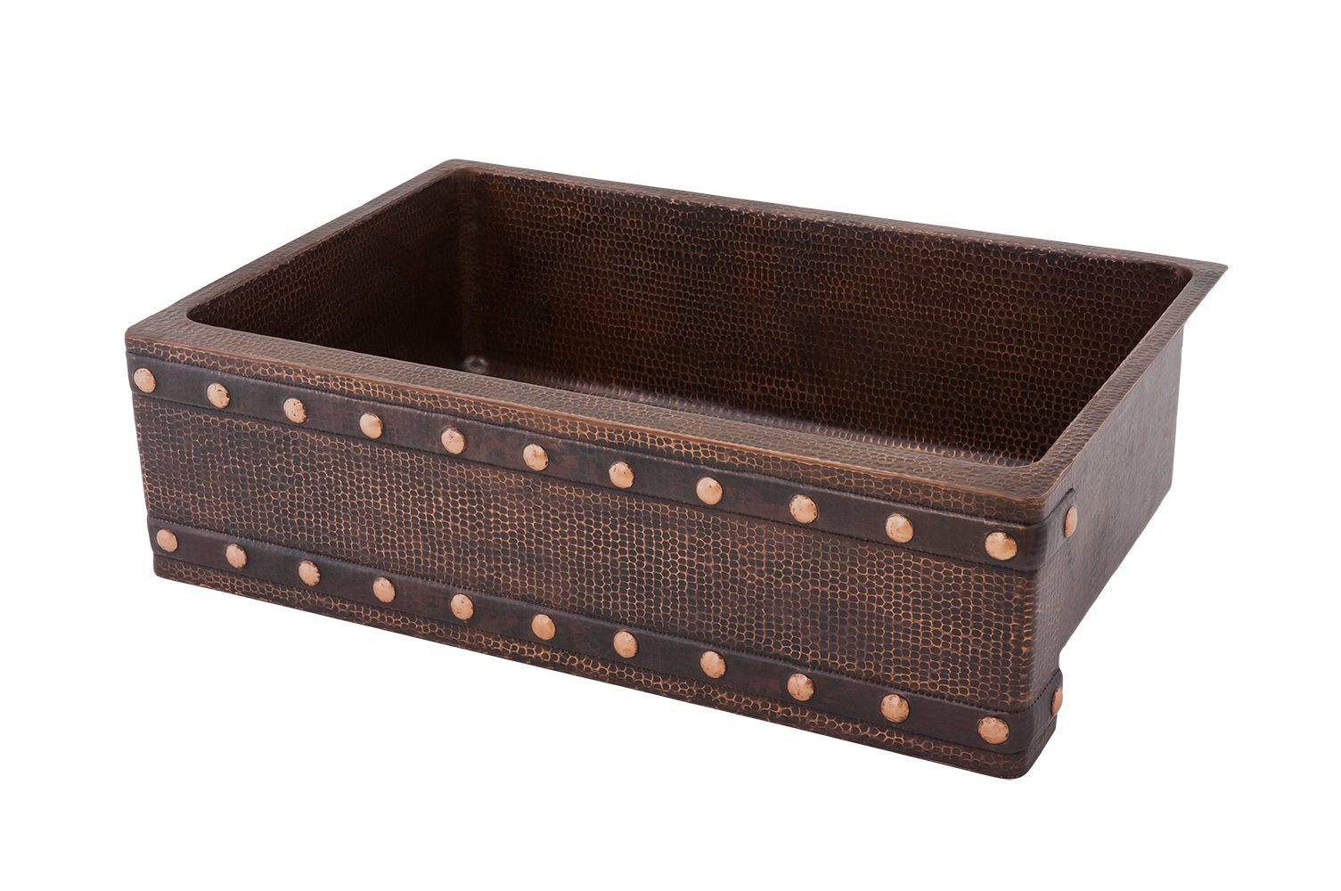 Premier Copper Products 30" Hammered Copper Apron Front Single Basin ...