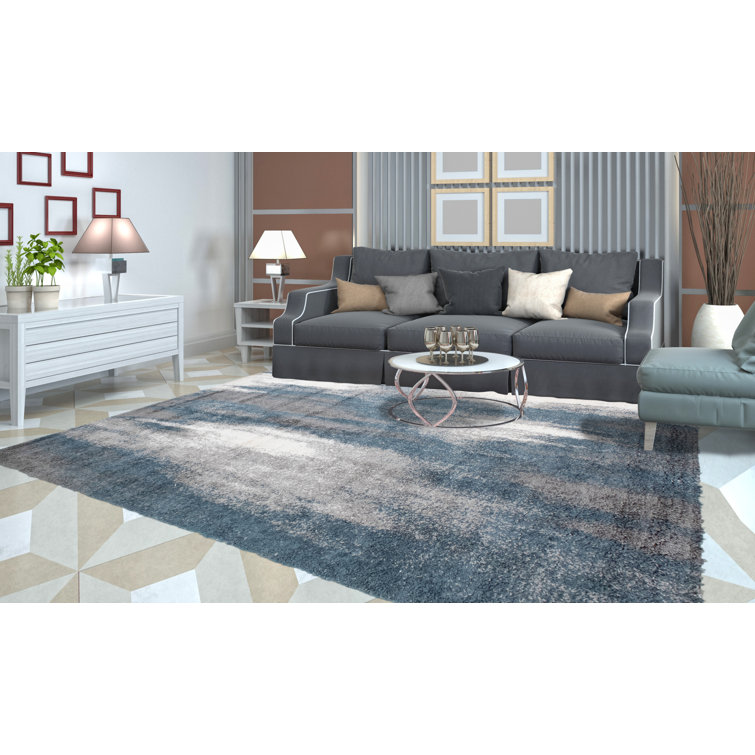 17 Stories Shag Baxter Blue/Grey Rug & Reviews | Wayfair