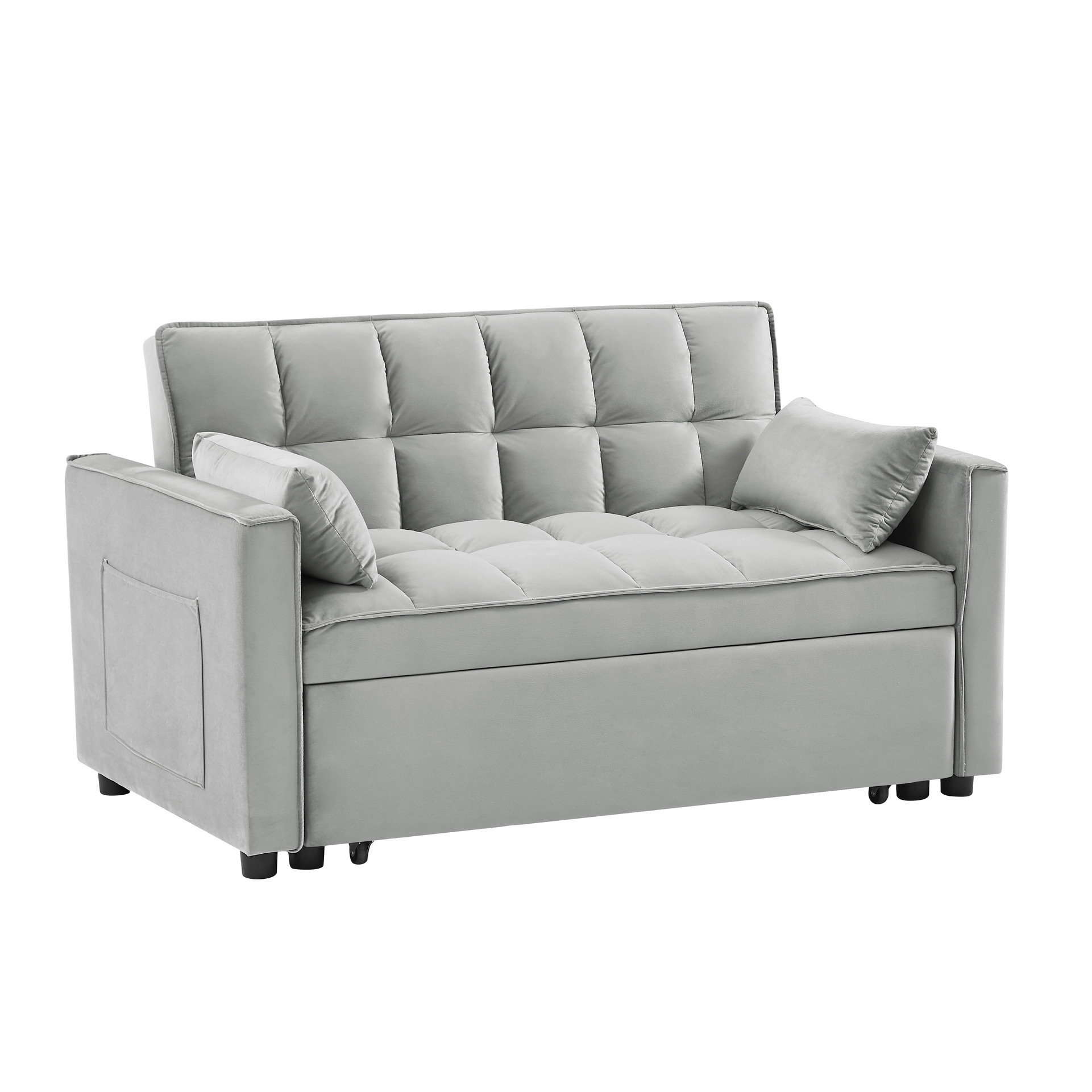 Mercer41 3 - In 1 Gray Velvet Futon Couch That Transforms To Sleeper ...