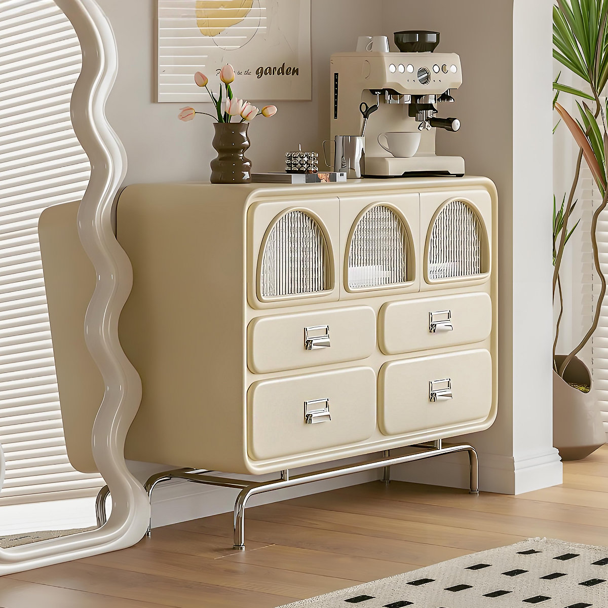 Corrigan Studio® 40"Solid Wood Minimalist Cream-Colored Dresser for ...