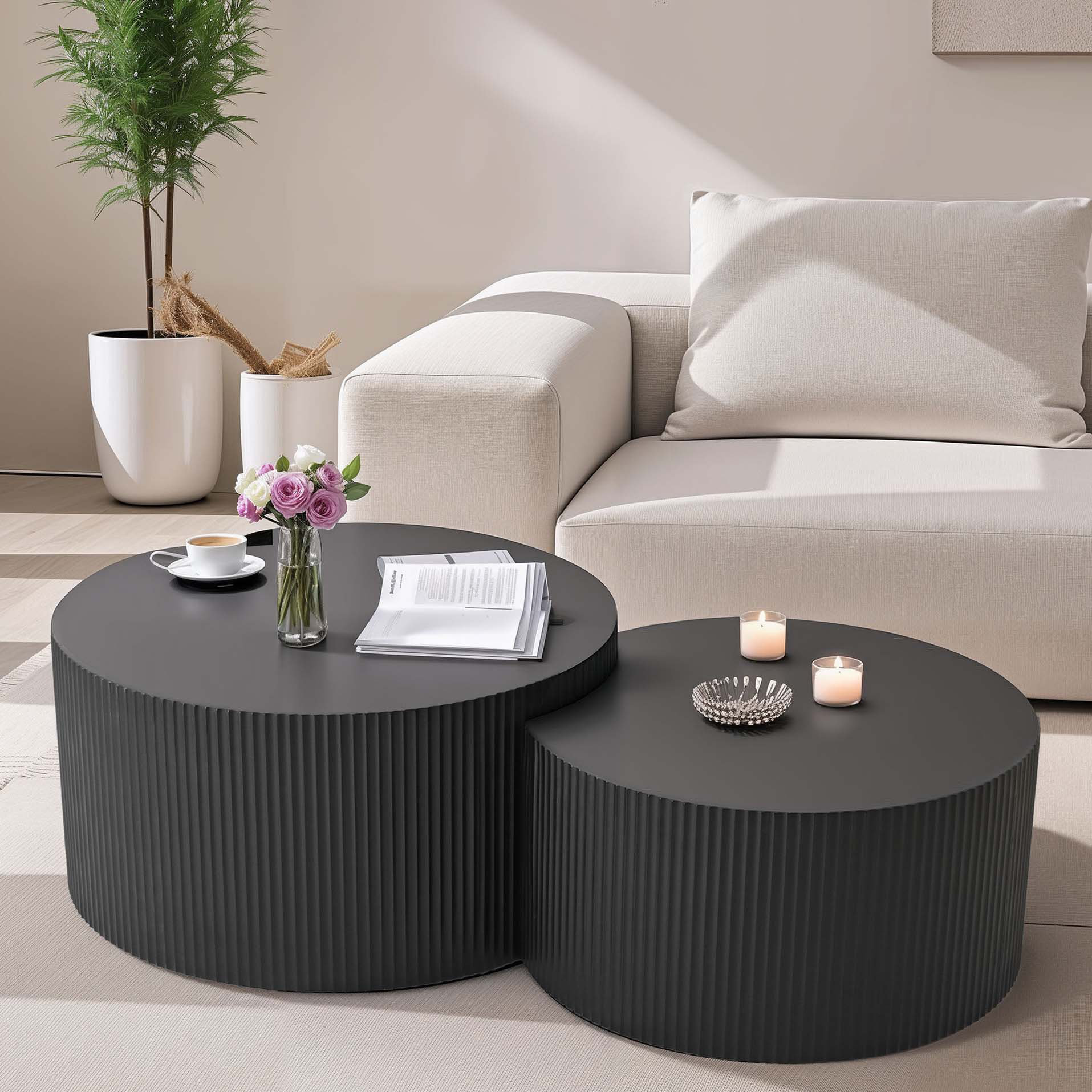 Ivy Bronx Kjellfrid Coffee Table, Nesting Coffee Table Set for Living ...