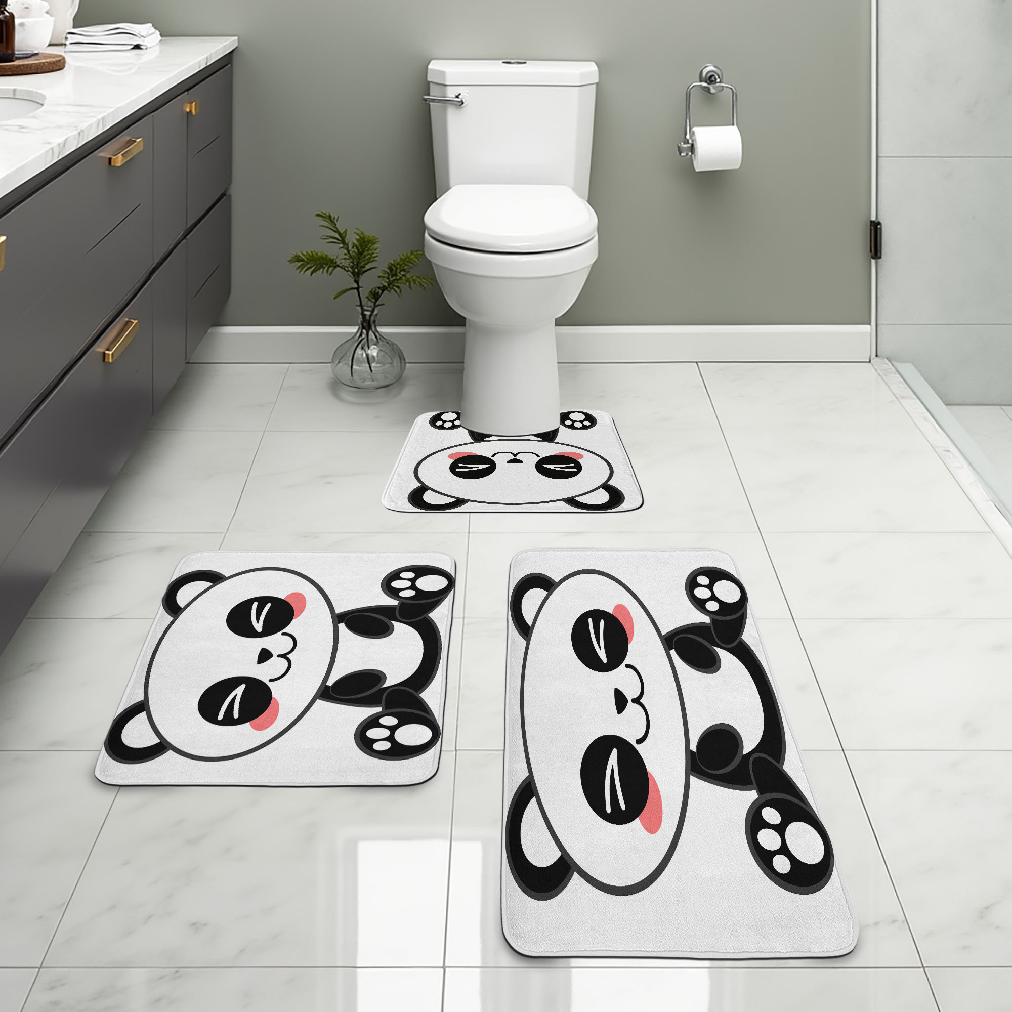 East Urban Home Anime Bathroom Rug Set 3 Pieces U-Shape & Rectangle ...