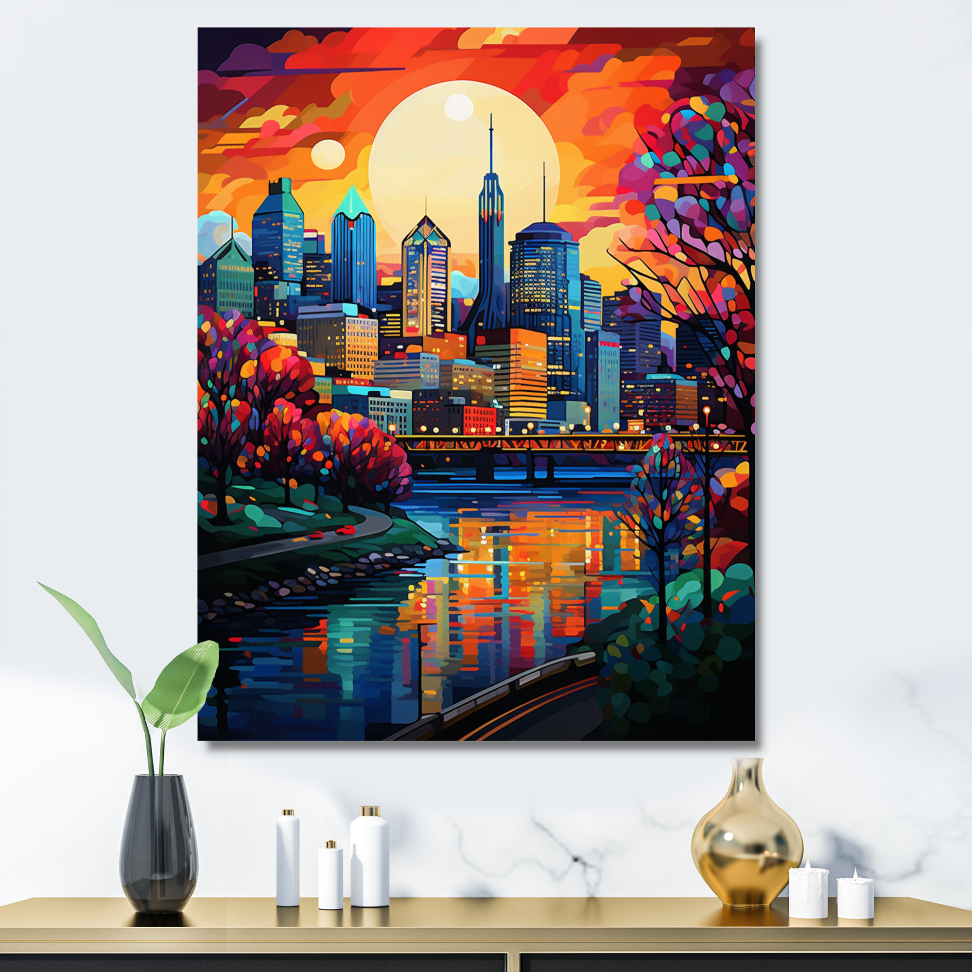 Ebern Designs Colorful City Montreal Popart - City Montreal Canvas Wall ...