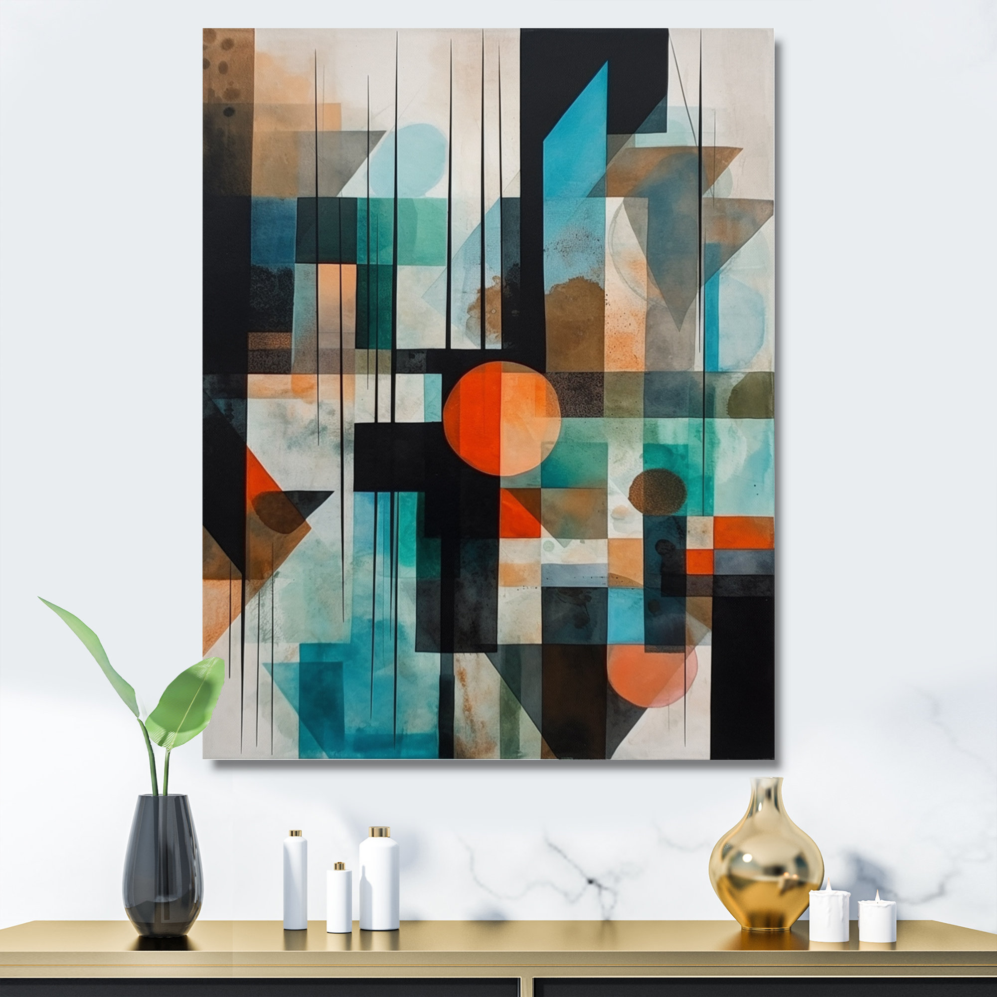 Ivy Bronx Orange Abstracted Geometric Explorations I - Modern Geometric ...