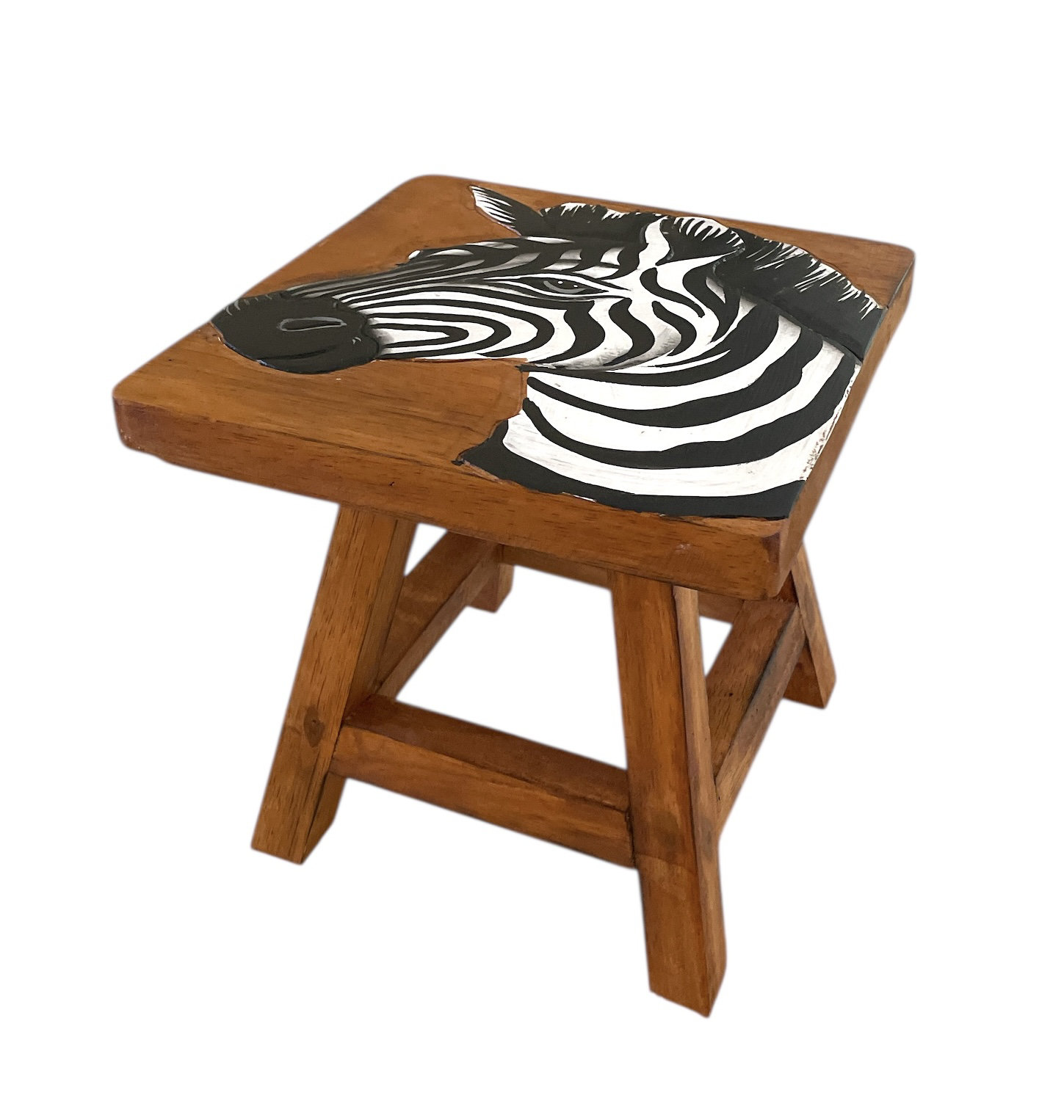Bungalow Rose Hand Carved Solid Wood Black And White Zebra Design Stool ...