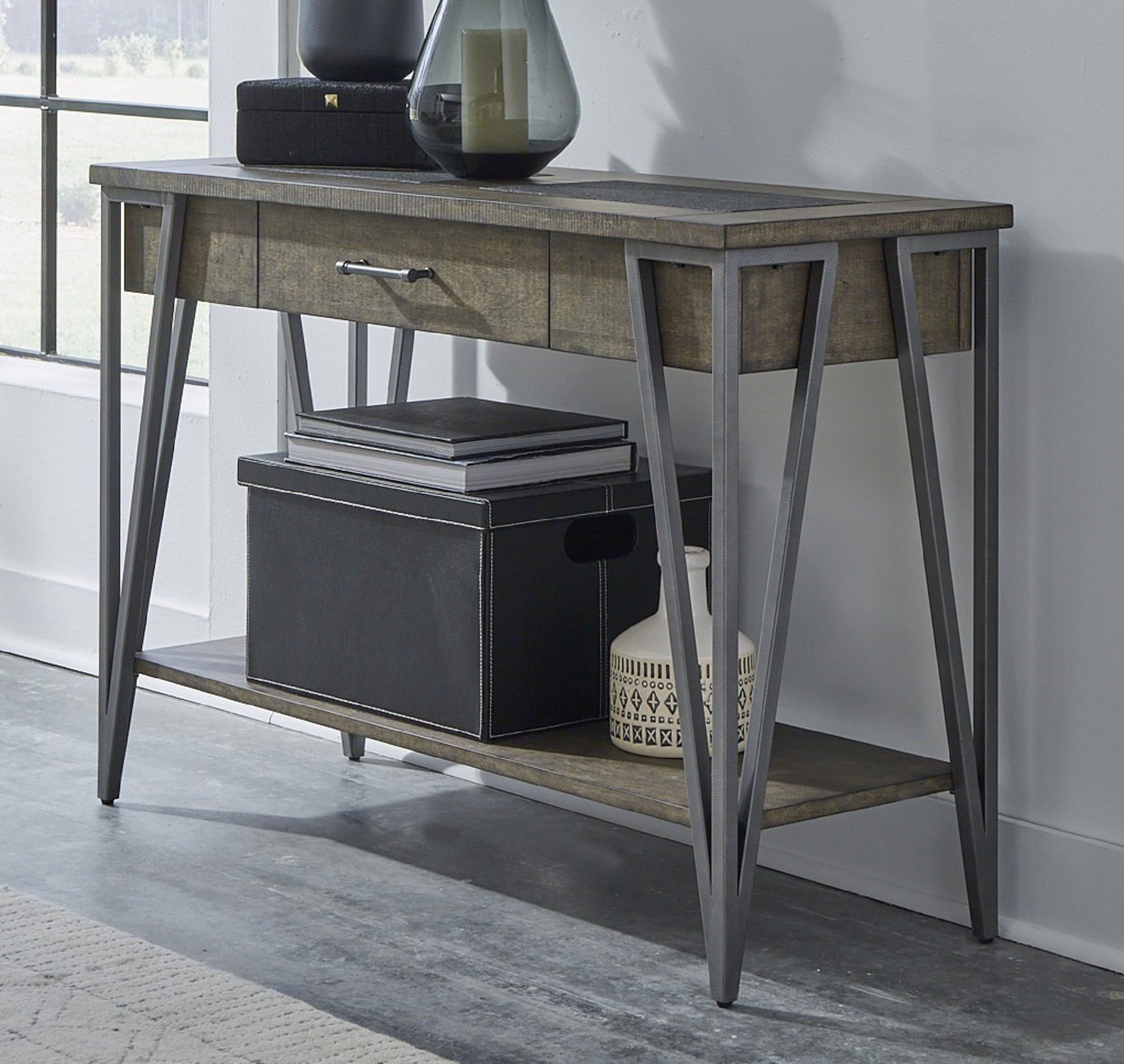 Loon Peak® Smoke Wood And Titanium Finished Sofa And Media Console ...