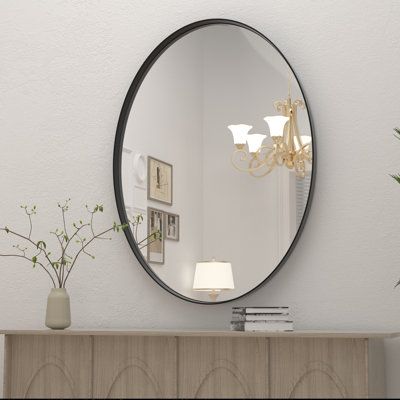 Alcott Hill® Victorian Oval Plastic Wall Mirror 30 Inches - Brushed ...