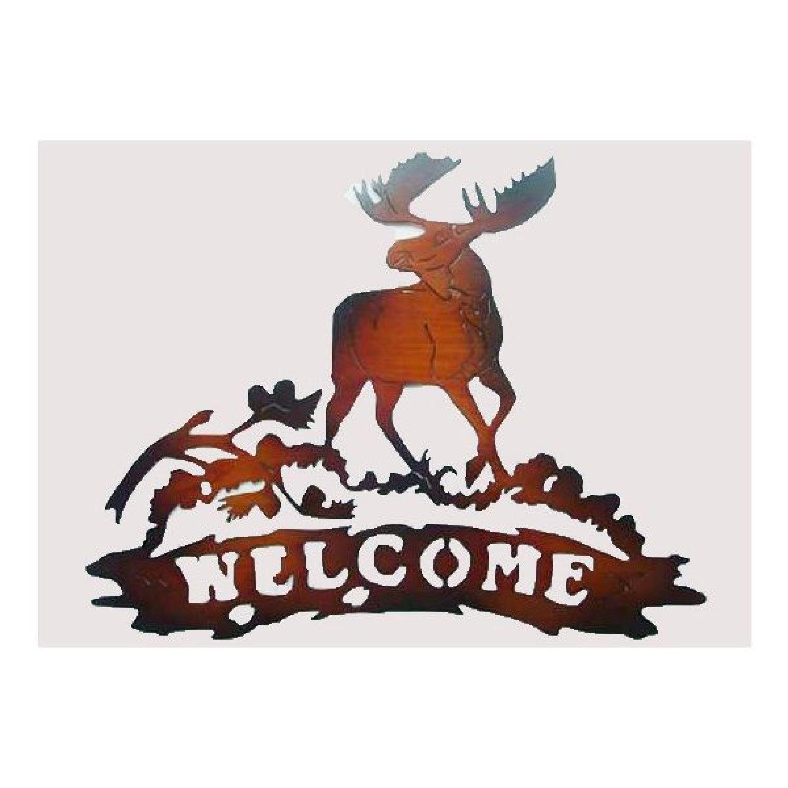 Ophelia & Co. Moose With Welcome Metal Wall Sign | Wayfair