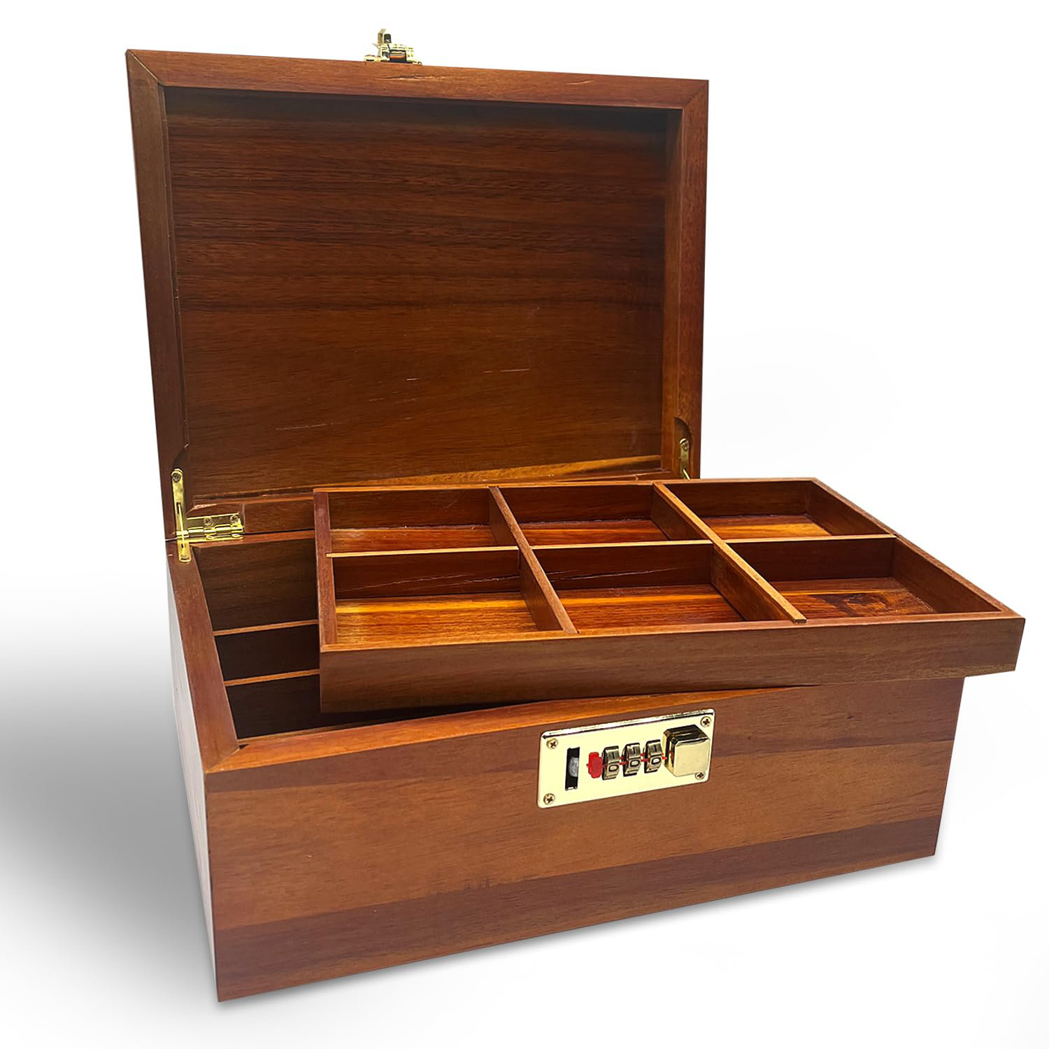 Latitude Run® Large Acacia Wooden Storage Box With Hinged Lid And ...