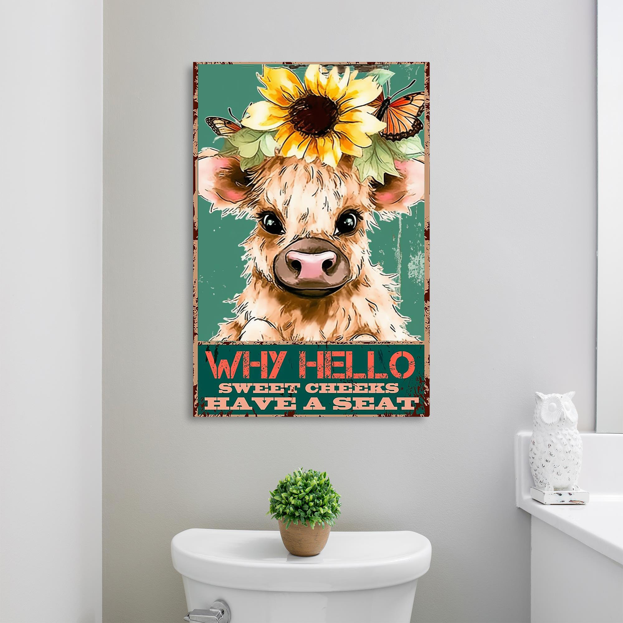 Trinx Cute Cow Have A Seat - 1 Piece Rectangle Graphic Art Print On ...
