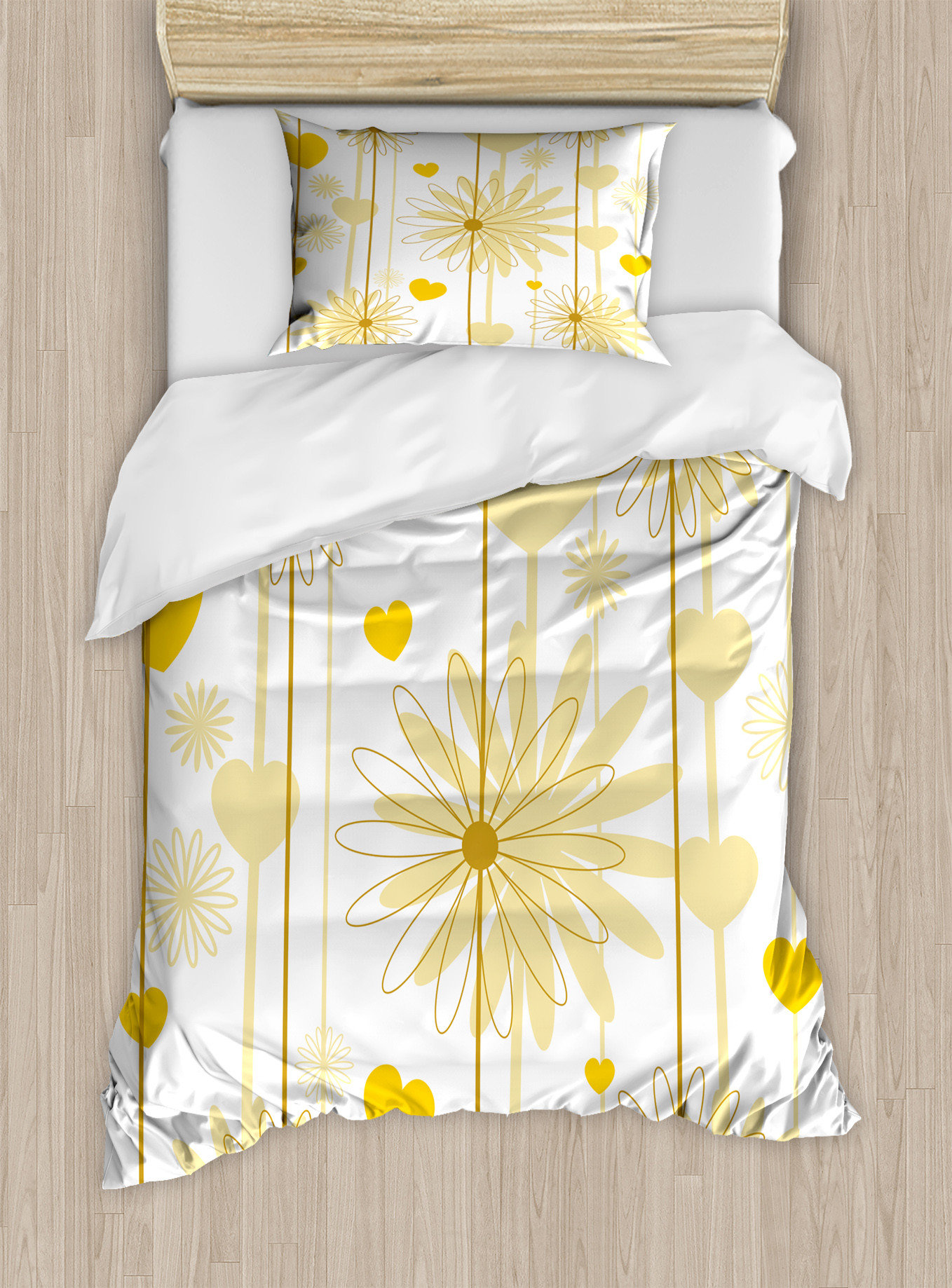 Ambesonne Yellow Duvet Cover Set, Valentines Floral Design, Twin, Earth ...