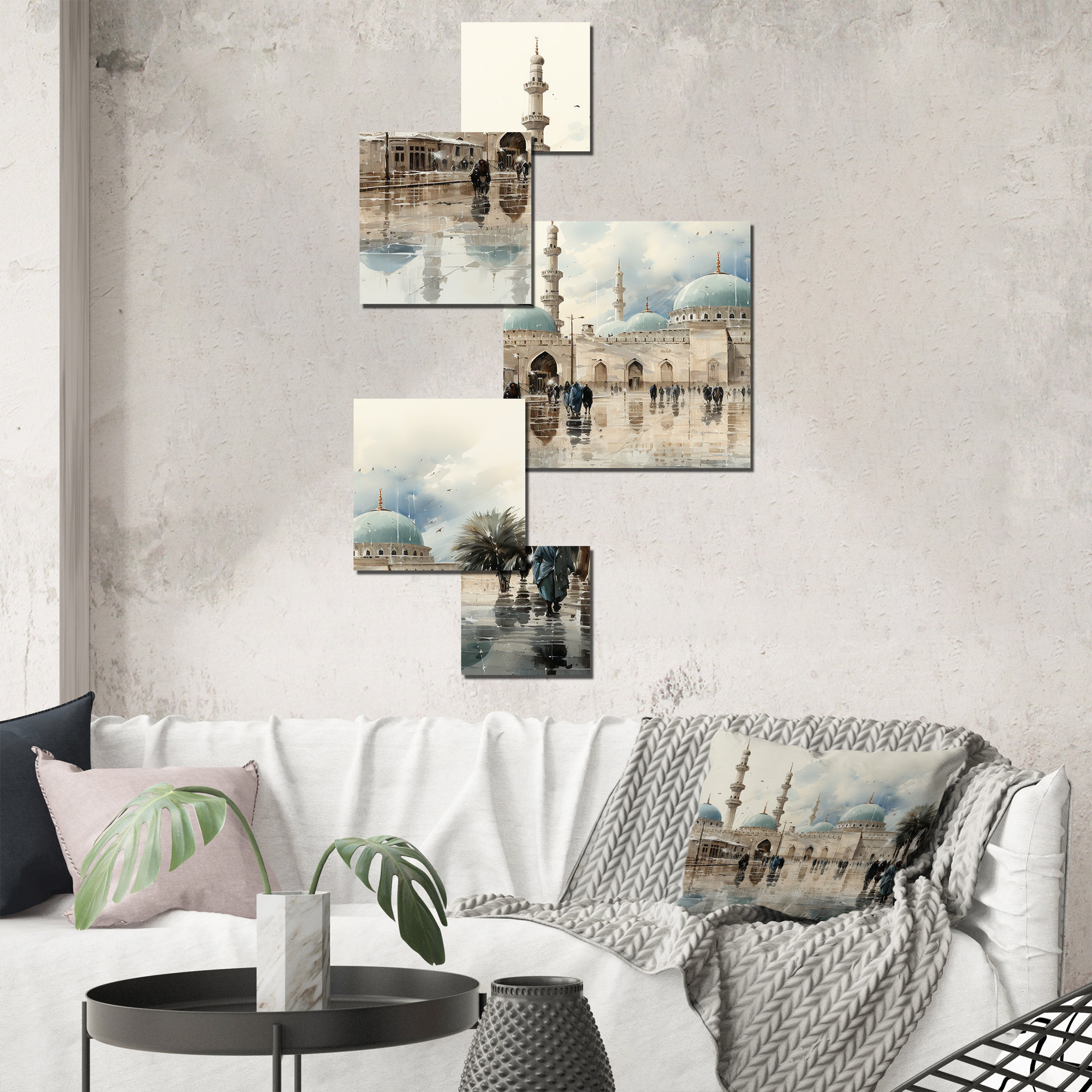 Lark Manor™ Prophets White And Blue Mosque Islam II - Islam Square Wall ...