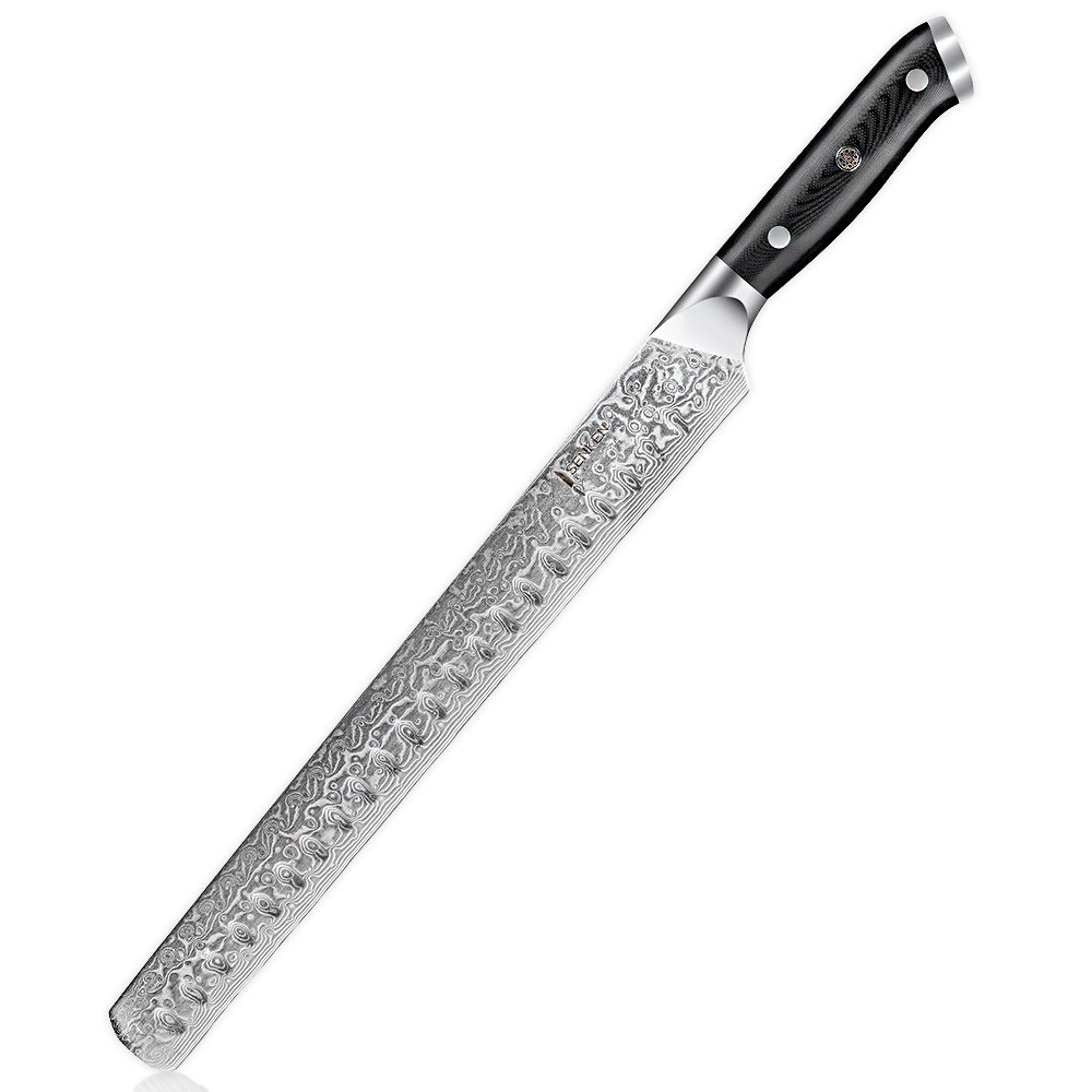 Senken Knives 12" Damascus Steel Brisket Knife With Full-Body G10 ...