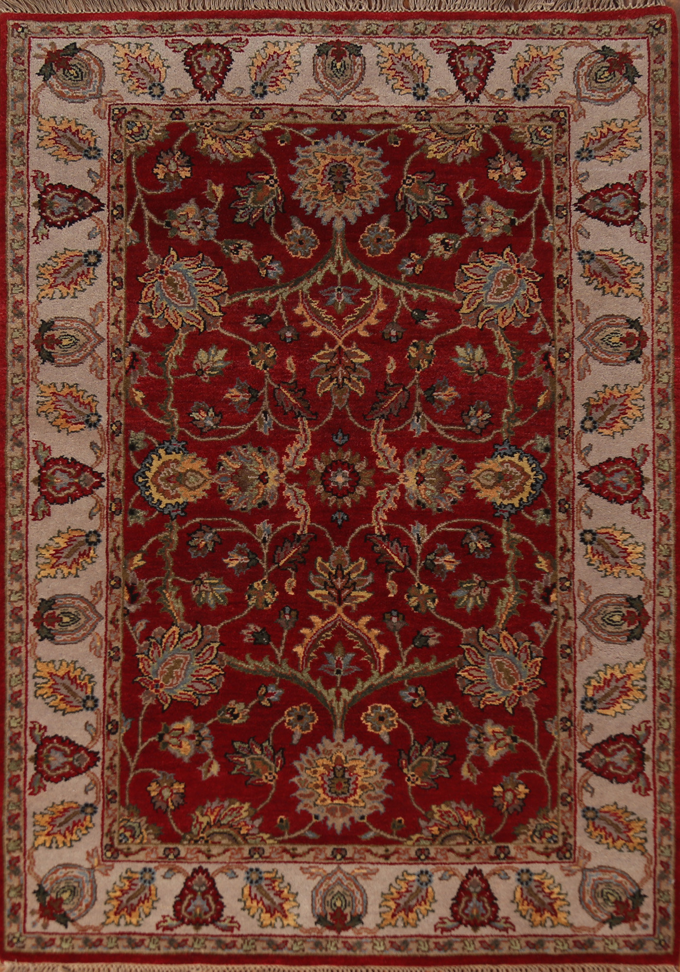 Canora Grey All-Over Floral Red Agra Oriental Rug 4x6 | Wayfair