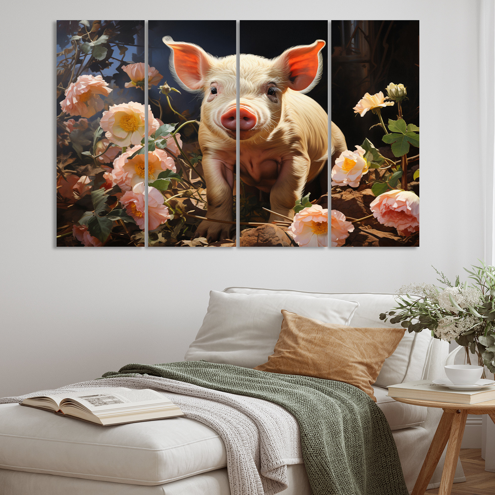 August Grove® " Pink Pig Joyful Oinker " 4 - Pieces | Wayfair