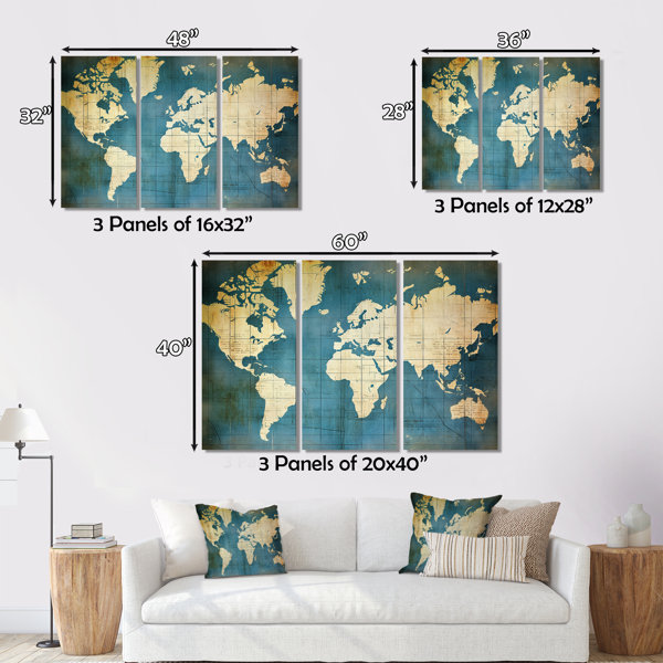 Breakwater Bay Ancient Map Of The World VI - Maps Wall Art Living Room ...
