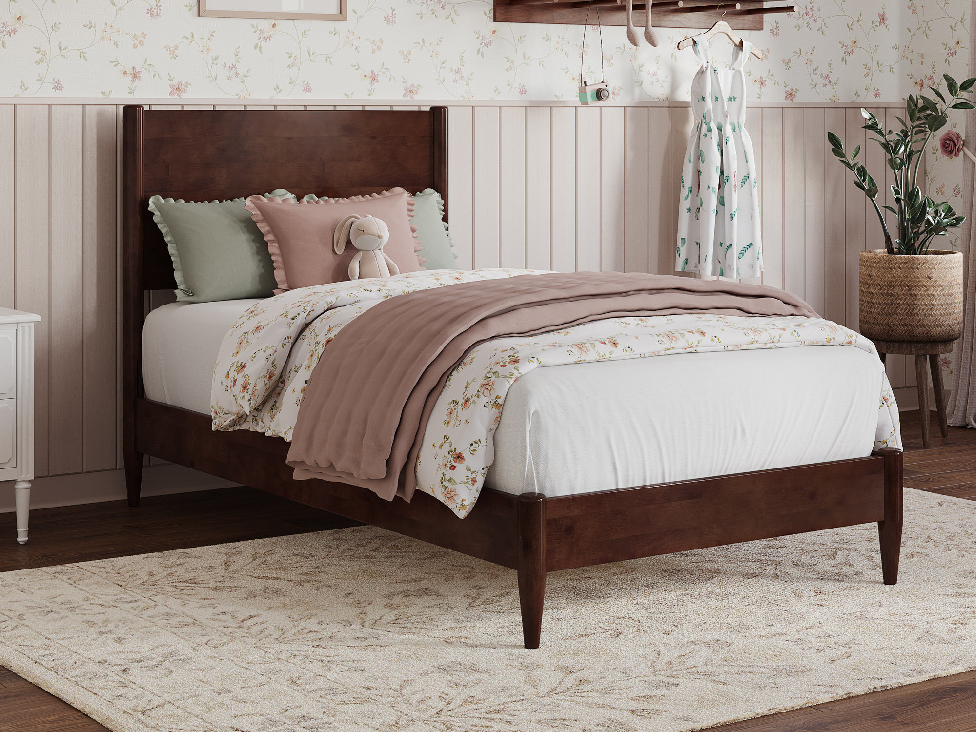 Wade Logan® Bromwyn Mid Century Modern Solid Wood Low Profile Platform ...