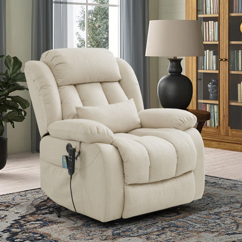 Latitude Run® Bilney Upholstered Linen Chair Dual Motor Large Power ...