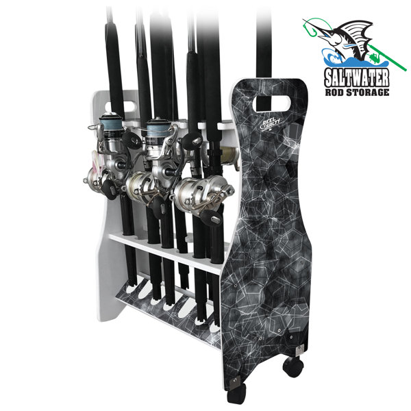 Rush Creek Reel Salty Saltwater 16 Rolling Rod Floor Rack | Wayfair